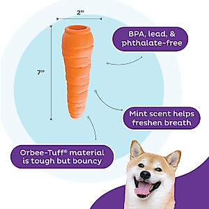 Outward Hound Foodies Carrot Treat-Dispensing Dog Chew Toy, Orange