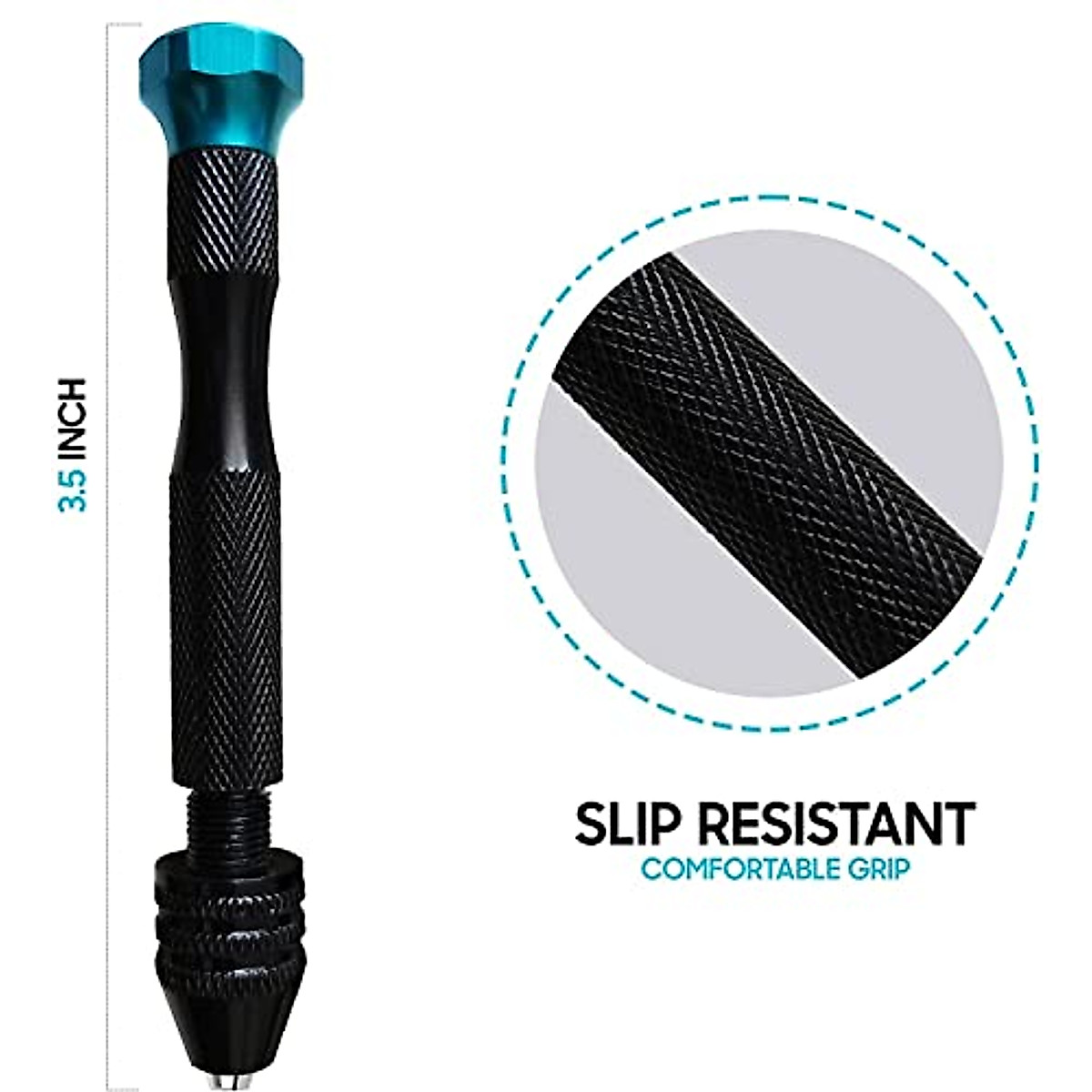 Pin Vise Hand Drill for Jewelry Making - Craft911 Manual Craft Drill Sharp HSS Micro Mini Twist Drill Bits Set, Small Hand Drill for Resin, Rotary Tools for Wood, Jewelry, Plastic, Miniature - Blue