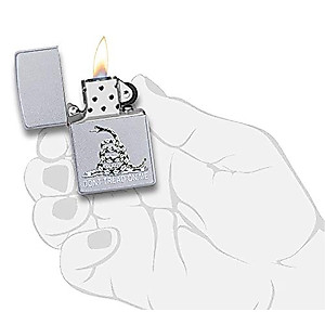 Zippo Don't Tread on Me Satin Chrome Pocket Lighter