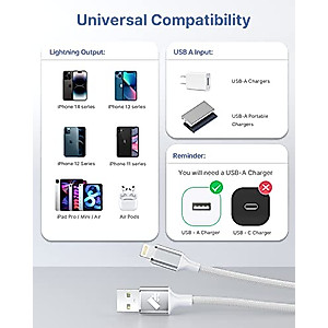 Short iPhone Charger 1ft 2Pack, Apple Certified 1 Foot iPhone Charger Cord Nylon Braided 12 Inch Short Cable Fast Charging Compatible with iPhone 13 12 11 Pro Max XR XS 8 7 6 Plus SE 2020