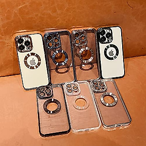 LOOBIVAL for iPhone 13 Pro Case with Camera Lens Protector, Logo View for Women Men, Soft Plating Transparent Slim Ultrathin Phone Cases for iPhone 13 Pro Clear Back Cover (for iphone13Pro,Black)