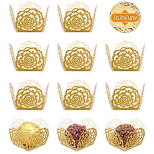 STOBOK 50 Pcs Truffle Chocolate Wrappers Paper Hollow Out Paper Dessert Cups Baking Cups Candy Truffle Wrappers Liners Cups for Baby Shower Wedding Party