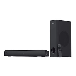 Creative Stage V2 2.1 Soundbar with Subwoofer, Clear Dialog and Surround by Sound Blaster, Bluetooth 5.0, TV ARC, Optical, and USB Audio, Wall Mountable, Adjustable Bass and Treble, for TV