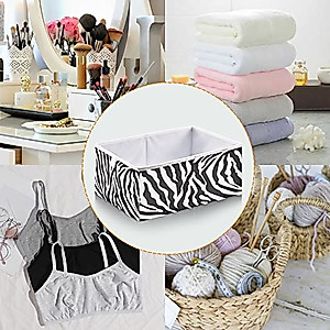 Kigai Zebra Print Cube Storage Bins - 11x11x11 in Large Foldable Cubes Organizer Storage Basket for Home Office, Nursery, Shelf, Closet