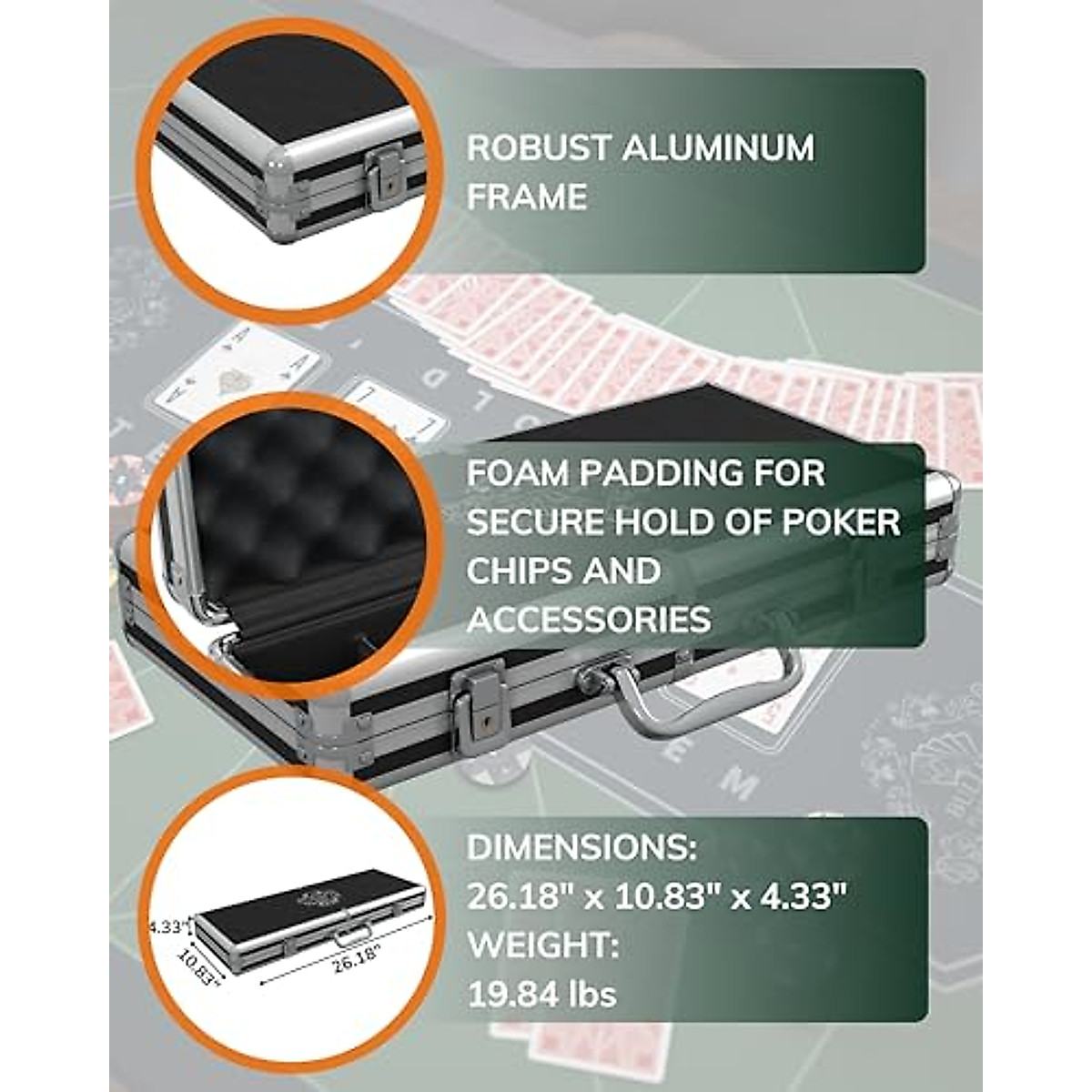 Bullets Poker Set, 2 Plastic Card, Dice, Dealer Button, Manual & Travel Case – with Case for Texas Hold’em, Casino Games, & Prominence – Ideal Poker Set with Chips and Cards, 500 Clay 'Carmela' Chips.