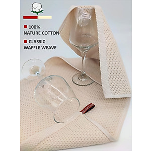 ANEWAY Kitchen Hand Towels 100% Cotton Waffle Weave Dish Towel for Cleaning Drying - Extra Absorbent and Soft - 13 x 28 inch (Beige+Dark Grey+Brown-6 Pack)