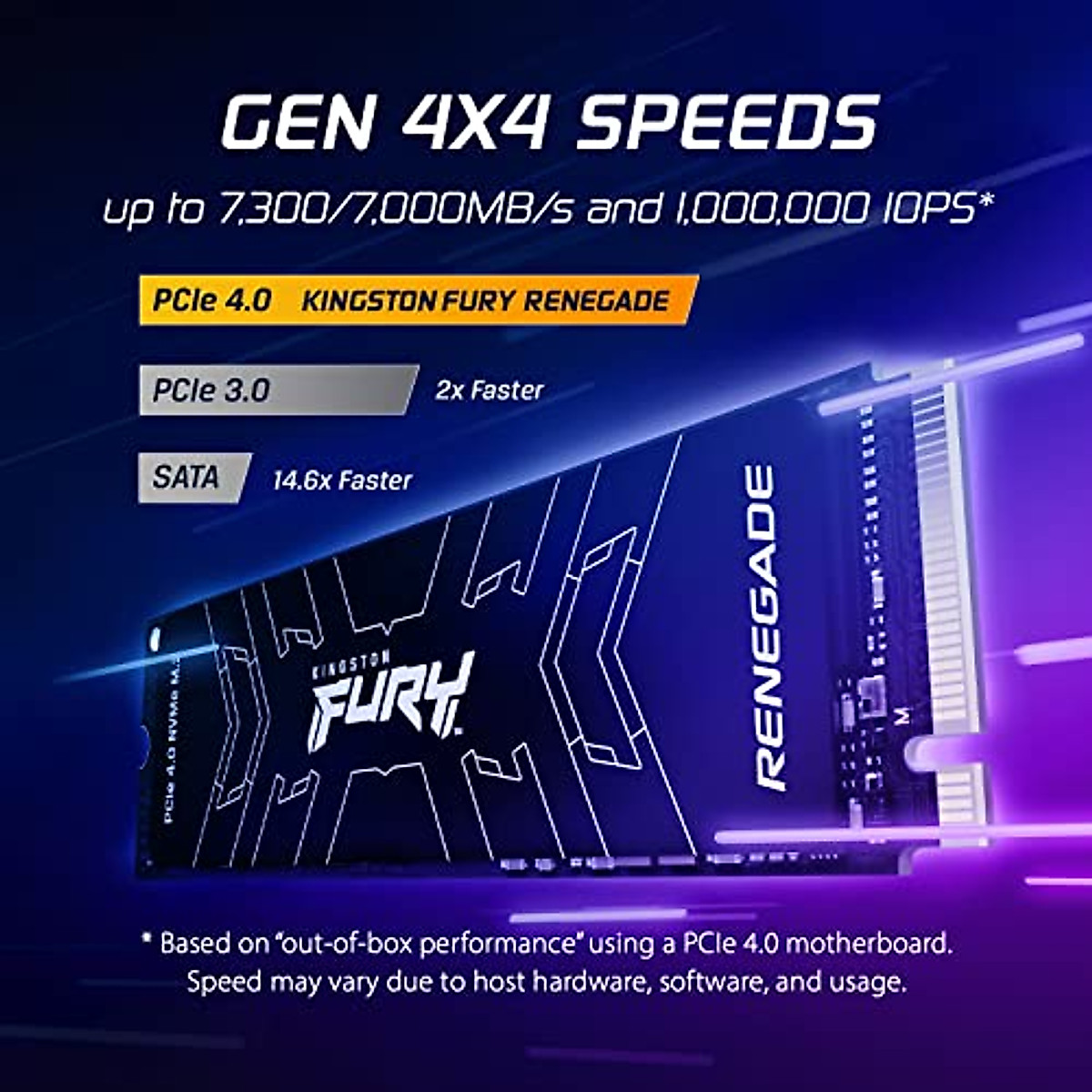 Kingston FURY Renegade 1TB PCIe Gen 4.0 NVMe M.2 Internal Gaming SSD | Up to 7300 MB/s | Graphene Heat Spreader | 3D TLC NAND | Works with PS5 | SFYRS/1000G, Solid State Drive