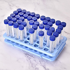 BIGLEE Plastic Test Tube Holder Rack with Silicone Pad for Test Tubes with a Diameter of Less Than 18MM, Detachable,Holes 50 (1 Pack)