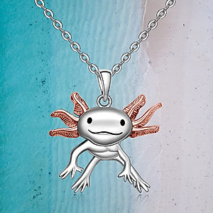 Axolotl Necklace Sterling Silver Pendants Cute Axolotl Friendship Mexican Necklaces for Women Dainty Charm Unique Animal Jewelry Gift