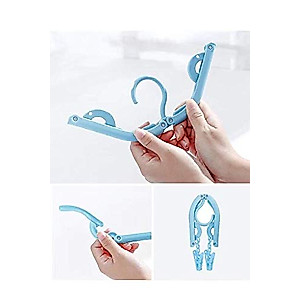 Portable Folding Travel Clothes Hangers with Clips Travel Accessories Plastic Foldable Non-Slip Lightweight Shirts Socks Underwear Clothes Hangers Drying Rack for Home Outdoor Travel