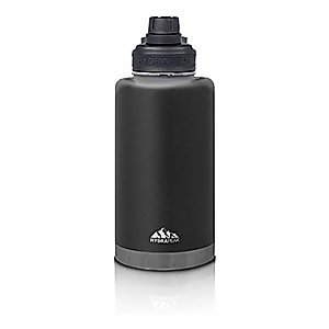 Hydrapeak 50oz Insulated Large Water Bottle - Leak Proof Stainless Steel Water Flask, Double Wall Vacuum Insulation Keeps Drinks COLD for 24 Hours and HOT for 12 Hours (Black)
