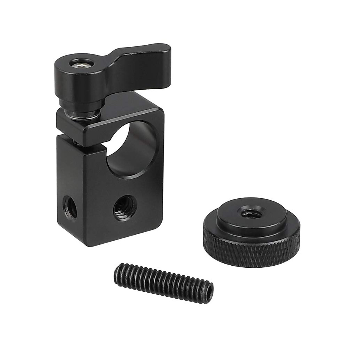 CAMVATE 15mm Single Rod Clamp Adapter with Black Thumbscrew Locking Knob (2 Pieces) - 2217