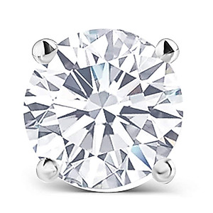 DovEggs Moissanite Stud Earrings for Women Solid 10K White Gold Post 2CTW 6.5MM G-H-I Color Lab Created Moissanite Simulated Diamond Sterling Silver Earrings