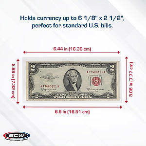 BCW Regular Bill Deluxe Currency Holders - 10ct | Deluxe Archival Safe Bill Protector Sleeves | Double-Polished Clear Vinyl | for Collectors and Numismatics | US Regular Bill Currency Holders