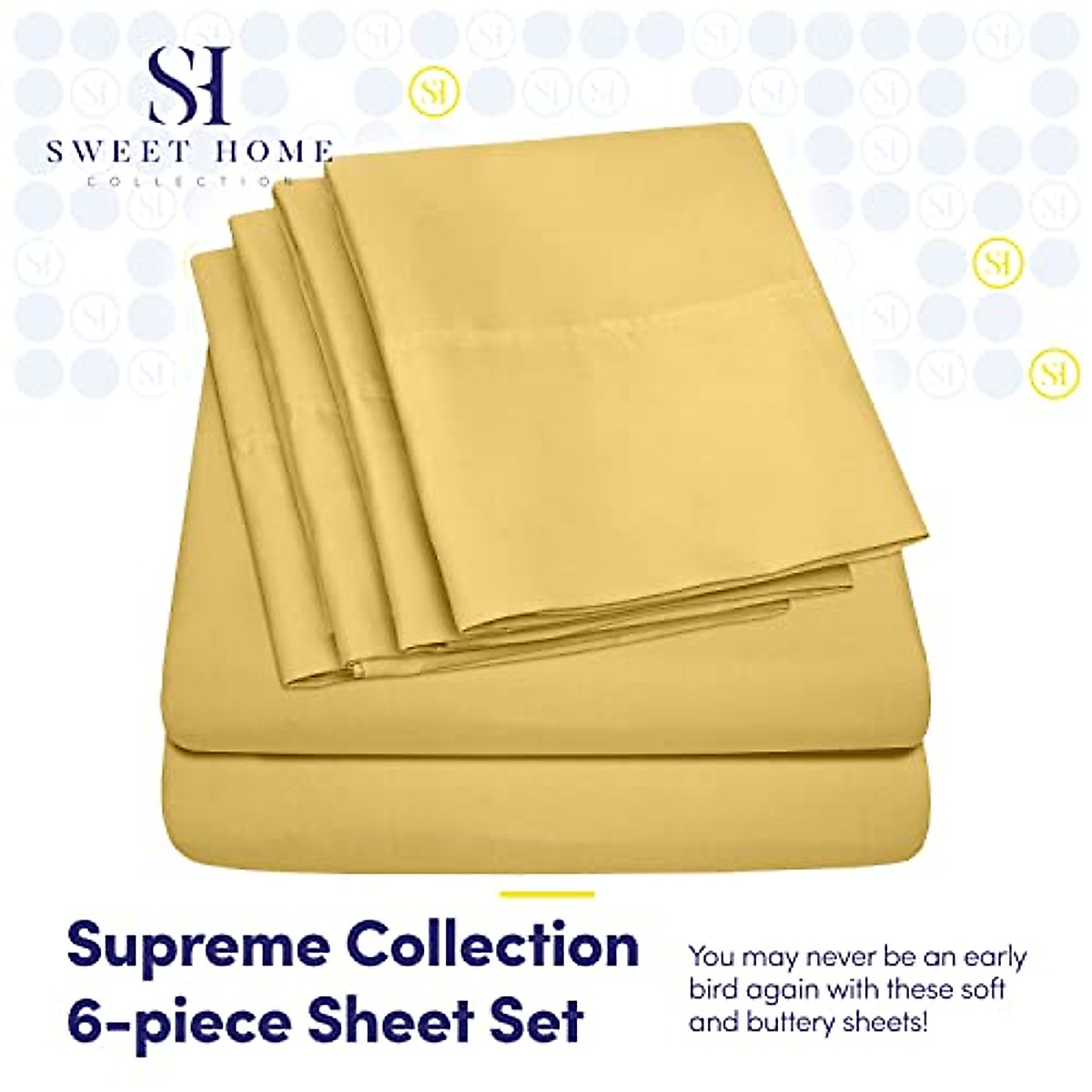 King Size Bed Sheets - 6 Piece 1500 Supreme Collection Fine Brushed Microfiber Deep Pocket King Sheet Set Bedding - 2 Extra Pillow Cases, Great Value, King, Yellow