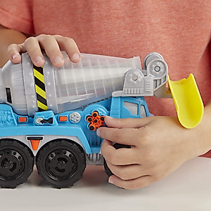 Play-Doh Wheels Cement Truck Toy for Kids Ages 3 and Up with Non-Toxic Cement-Colored Buildin' Compound Plus 3 Colors