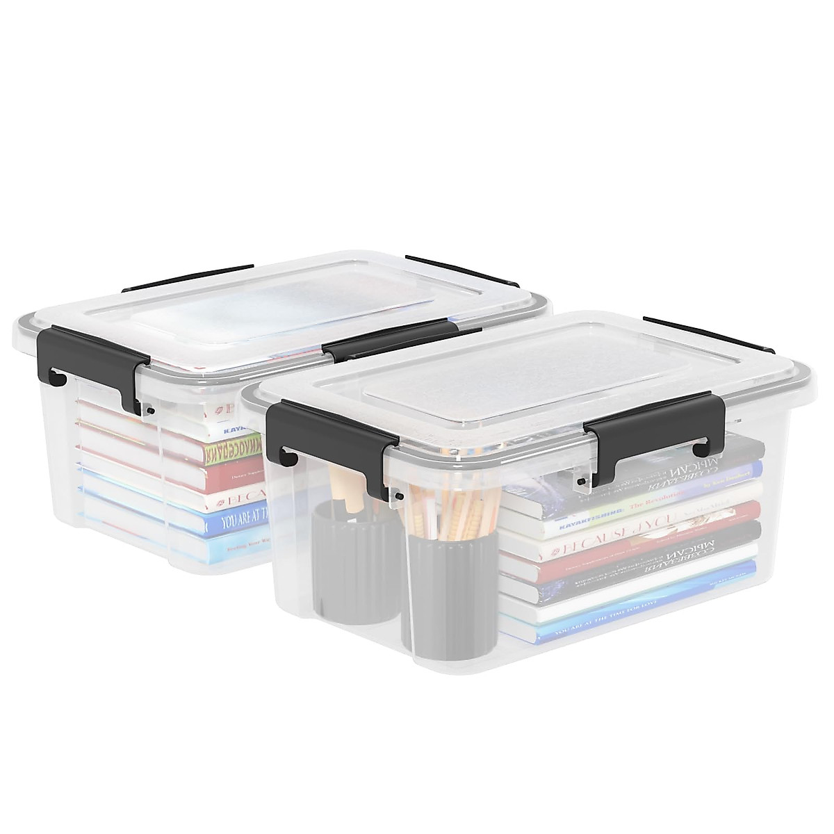 Nesmilers 10 Liter Plastic Storage Container with Seal Circle and Latches Lid, Clear Food Storage Boxes Set of 4