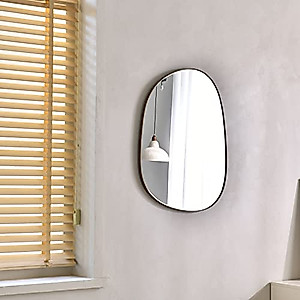 ELEHUME Asymmetrical Mirror for Wall Decor 23"*30", Modern Brass Framed Wall Mirror for Living Room Bathroom Bedroom Entryway