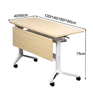 Foldable Meeting Table,Flip Top Mobile Training Table with Modesty and Lockable Wheels, Wood Tabletop, Metal Frame (Color : A, Size : 120 * 40 * 75cm)