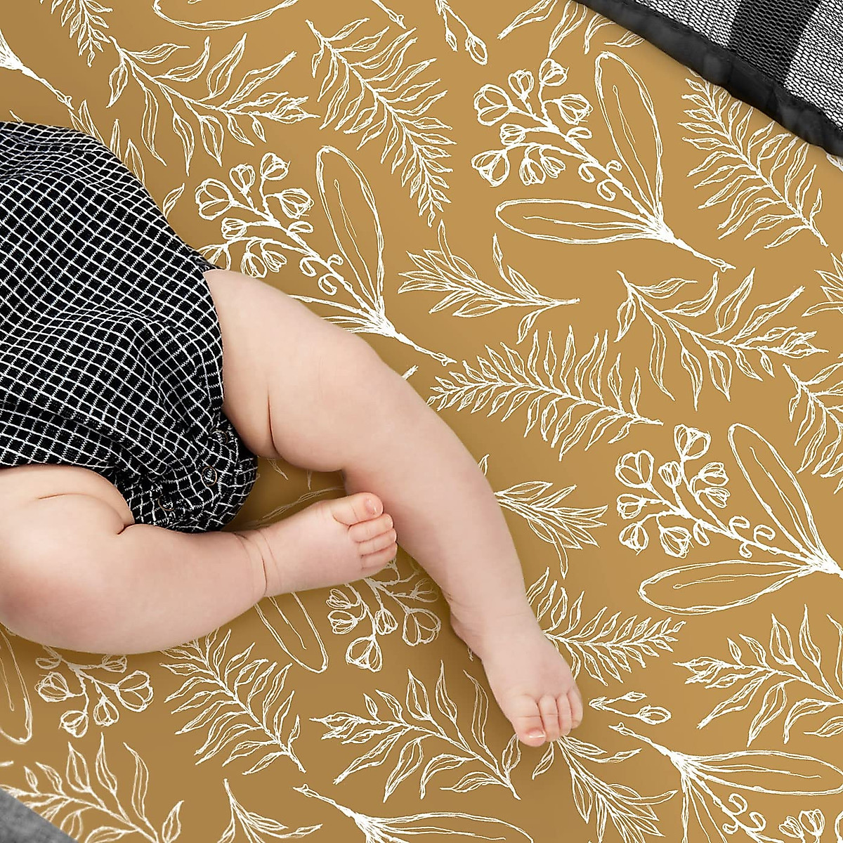 Stretchy Ultra Soft Jersey Knit Fitted Pack n Play Sheets Set 2 Pack, Portable/Mini Crib Sheets with Deep Pocket, Fitted Playard Mattress Safe and Snug, Stylish Watercolor Deer and Leaves