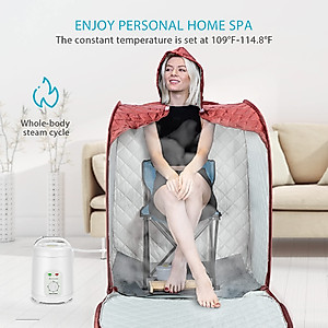 VIVOHOME Portable Personal Steam Sauna Spa with 1.8L 800 Watt Steam Generator, Foldable Chair, Home Sauna Spa Tent for Detox Relaxation, Brown