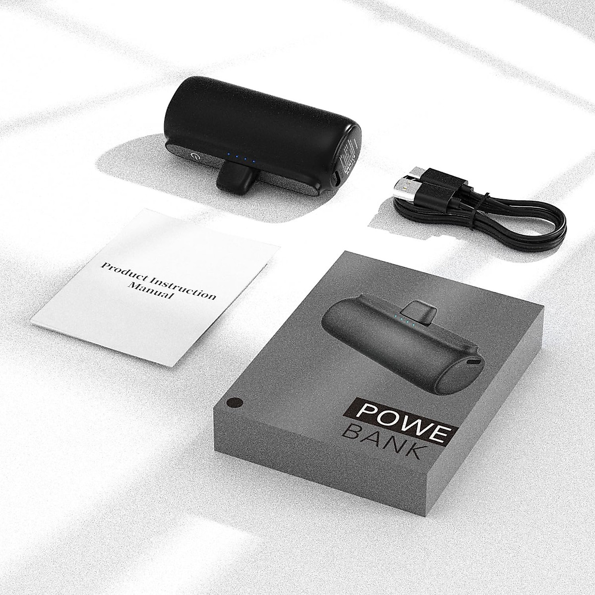 HUAENG Portable Charger for iPhone, 5500mAh Plug in Ultra-Compact Power Bank Small Battery Pack Phone Charger Compatible with iPhone 14 13 12 11 Pro Max XR XS X 8 7 6 Airpods-Black