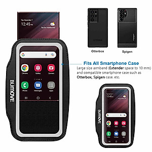 BUMOVE Running Armband for Samsung Galaxy S24 Ultra,S23 Ultra,S22 Ultra,S22 Ultra,Gym Workouts Sports Phone Arm Band, with Card Holder (Black)