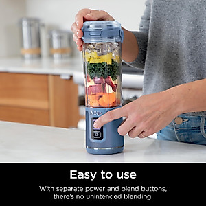 Ninja Blast Portable Blender, Cordless, 18oz. Vessel, Personal Blender For-Shakes and Smoothies, BPA Free, Leakproof-Lid and Sip Spout, USB-C Rechargeable, Dishwasher Safe Parts, Denim Blue, BC151ND