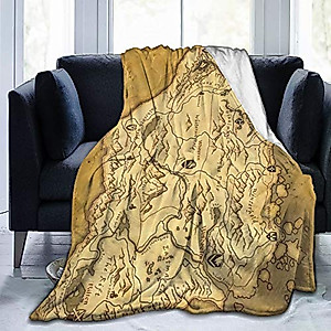 Makegeld Skyrim Worn Parchment Map Ultra-Soft Micro Fleece Blanket 60"" x50