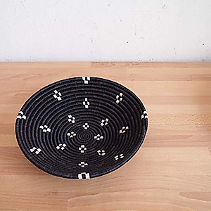 African Basket- Munazi/Rwanda Basket/Woven Bowl/Sisal & Sweetgrass Basket/Black, White