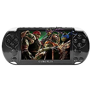 Handheld Game Consoles for Kid and Adult, 5.1 Inch HD Screen Dual Joystick with 8GB 3000+ Free Games GBC/GBA/FC/MD/Arcade, Support TV Out/Movie/Video/Music/Record/Save Game Progress, (Black)