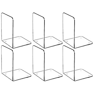 SZYAWsd File Sorters 6pcs Clear Bookends Acrylic Book Ends for Shelves Heavy Duty Bookends Plastic Bookends for Home Office LibraryBook Stopper