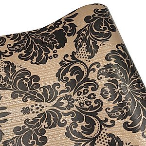 Yifely SimpleLife4U Black Damask Self-Adhesive Shelf Drawer Liner PVC Tabletop Protect Paper 45x300cm