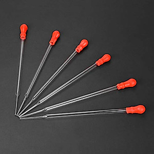 StonyLab Glass Dropper Pipettes, Thick Borosilicate Glass Dropping Pipettes 3ml Non-Graduated Liquid Transfer Pipettes with Red Rubber Caps for Laboratory Chemistry, Set of 10