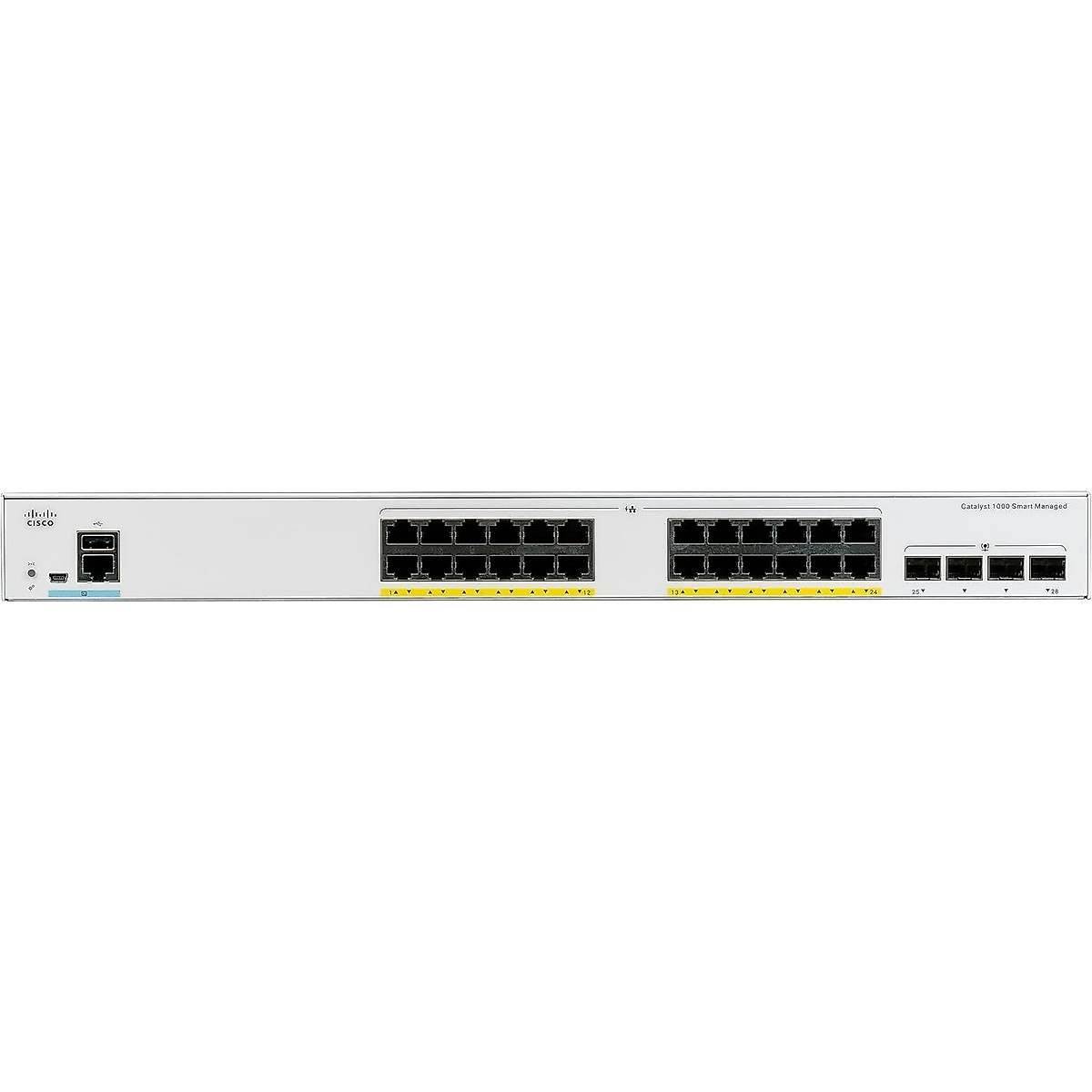 Cisco Catalyst 1000-24T-4X-L Network Switch, 24 Gigabit Ethernet Ports, 4 10G SFP+ Uplink Ports, Fanless Operation, Enhanced Limited (C1000-24T-4X-L)