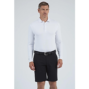 IBKUL Men's Athleisure Wear Sun Protective UPF 50+ Icefil Cooling Tech Long Sleeve Polo 95199 Charcoal Solid L