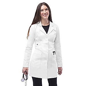 Adar Universal Stretch Lab Coat for Women - 36" Tab-Waist Lab Coat - 3304 - White - 3X