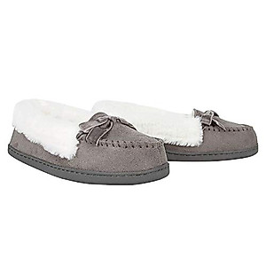 Jessica Simpson Womens Micro Suede Moccasin Indoor Outdoor Slipper Shoe,Grey,Medium