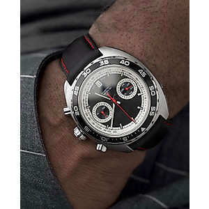 Ritche Quick Release Leather Watch Band 18mm 19mm 20mm 21mm 22mm 23mm 24mm Leather Watch Strap, Black & Red & Black, 22 mm, Classic