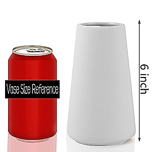 Simple Vase for Flowers Plants, Matte Vases for Modern Table Shelf Home Decor Wedding Boho Decor, 6" H Frosted Elegant Ceramic Vase for Pampas Grass Fluffy Stem Bouquet Lavender Flowers (White, 1)