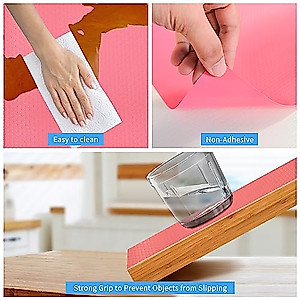 Bloss Shelf Liners, Non Adhesive EVA Drawer Mat Liners Roll for Bathroom, Kitchen, Desks, Deco Shelves 17.7×59 inch-Pink