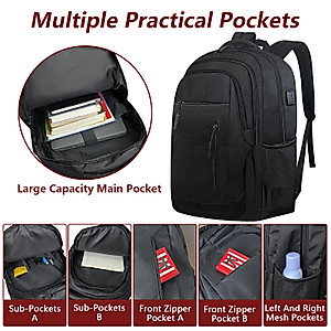 Ogetok Men Travel Backpack for 17.3" Laptop,Business Casual Computer Daypack School Student Bookbag w/ USB Charging Port,Grey