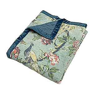 Greenland Home Pavona Enchanted Garden Quilted Throw, 50x60-inch, Jade