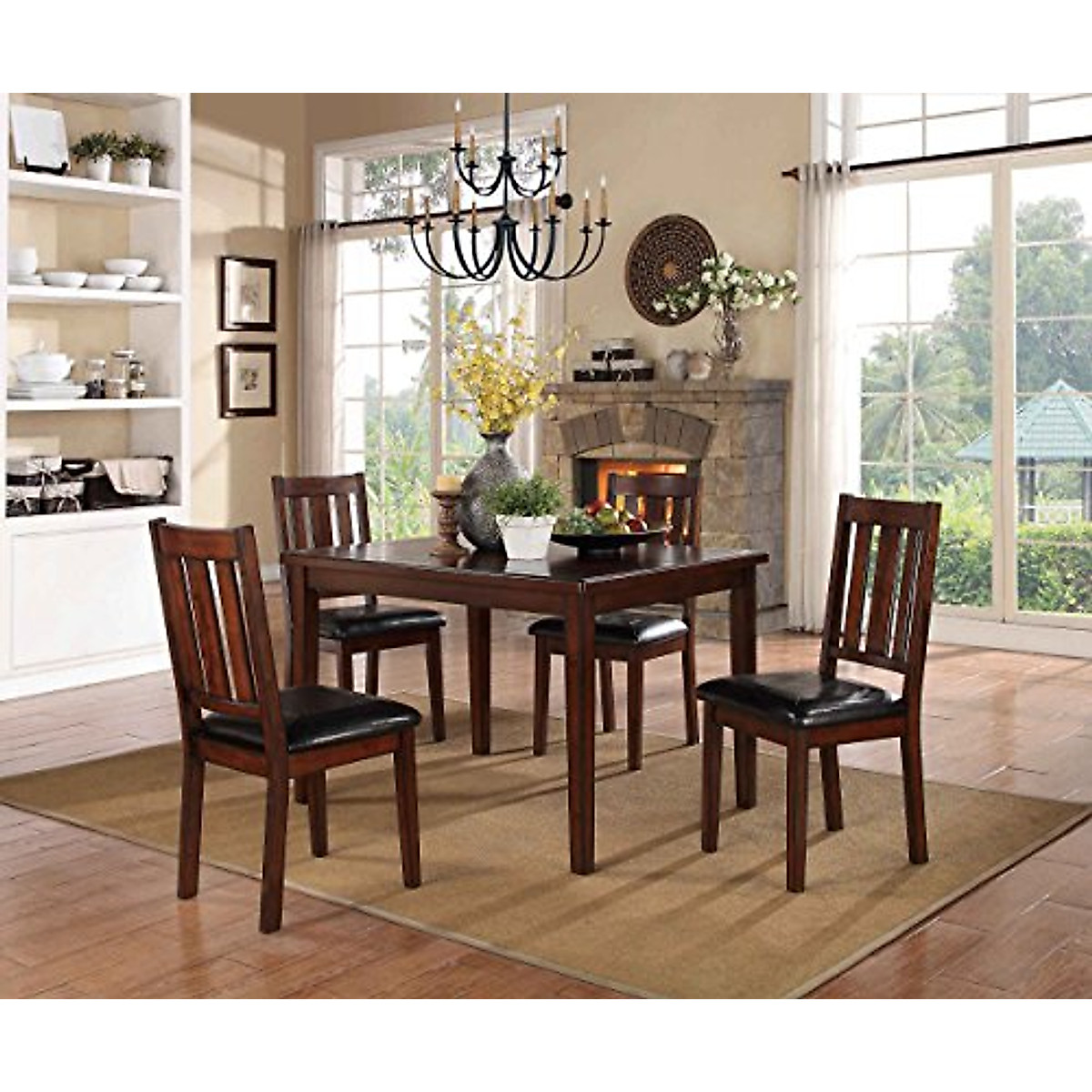 Homelegance Mosely 5-Piece Dining Set, Dark Cherry