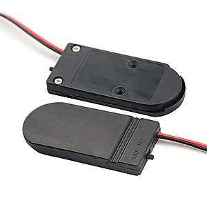 Geelyda 12PCS CR2032 Battery Holder with Switch Plastic 2x3V Button Coin Cell CR2032 Battery Holder Case Box with Wire Lead ON-Off Switch (Black)