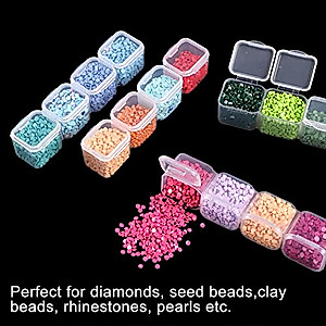 QUEFE 112 Slots Diamond Painting Storage Containers, 4pcs 28 Grids Clear Diamond Painting Accessories and Tools Boxes Bead Organizers Diamond Art Embroidery Storage with Label Stickers