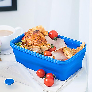 FUSMYE Set of 2 Extra Large Collapsible Silicone Food Storage Containers With Lids,82.8oz + 60.2oz Meal Box For Kitchen,Big Bento Lunch Boxes, Microwave,Dishwasher and Freezer Safe For Camping