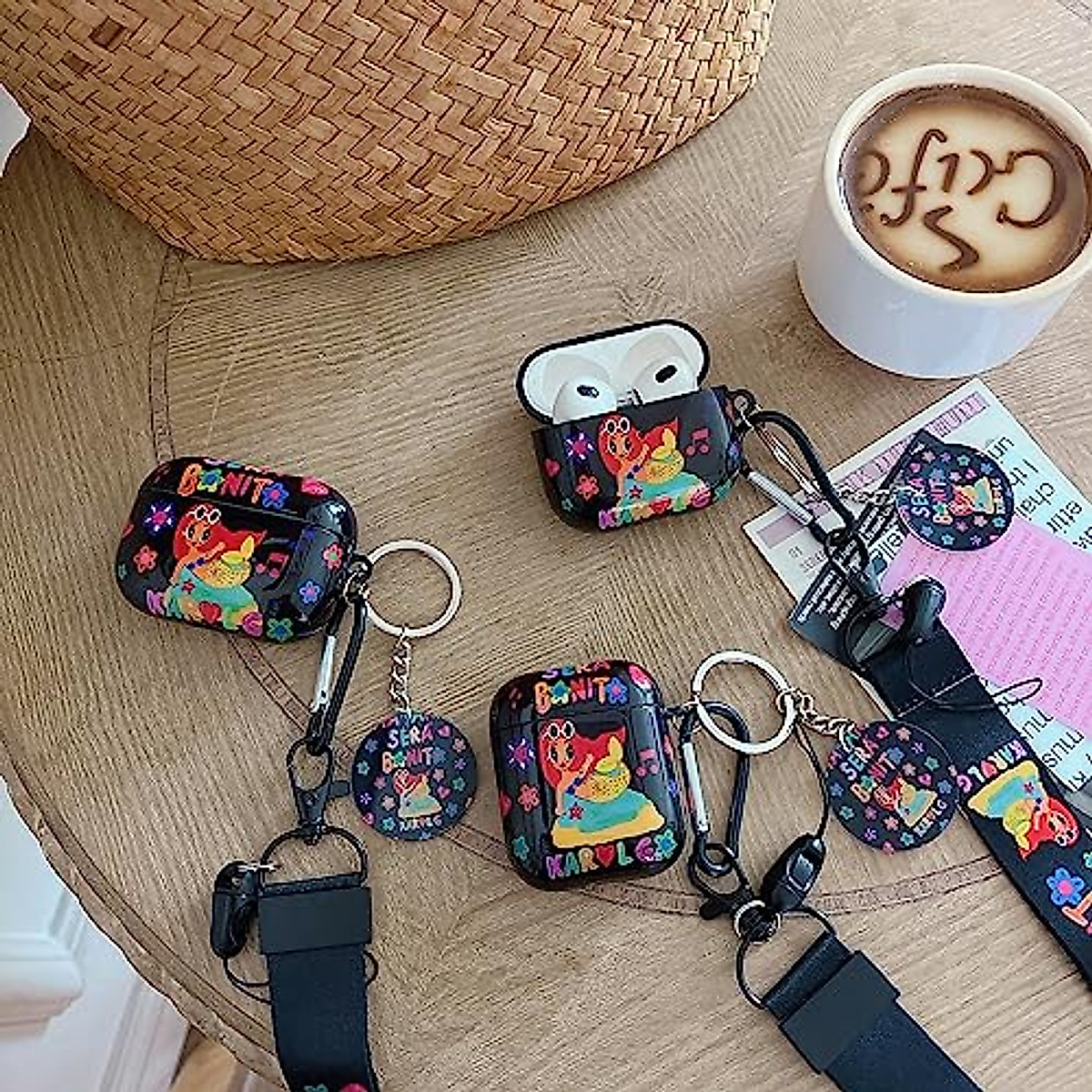 Manana s-era Bonito Soft TPU Airpod 1/2 Cases,K-arol G Manana S-era Bonito Lanyard Keychain,for Fashion for Women Girl Airpod 1/2
