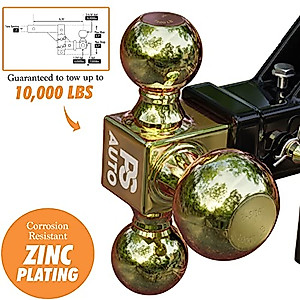 Tri-Ball Adjustable Trailer Hitch – Fits 2-inch Receiver, 5.70-inch Drop, Trailer Hitch, Tri-Ball Hitch, Adjustable, Ball Mount Hitch - 10,000 LBS, 1-7/8, 2 and 2-5/16 inch Balls, Solid Tube Hitch