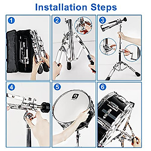 Vangoa Snare Drum Stand Lightweight Double Braced Adjustable Height Snare Stand with Carrying Bag Fit 10" to 15" Dia Drums